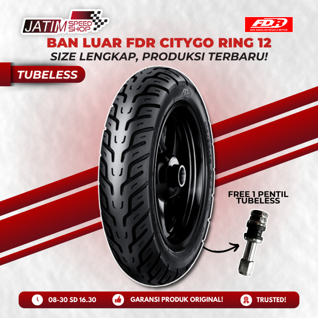 Jual [GRATIS PENTIL] BAN FDR LUAR CITYGO RING 12 100/90 110/90 TUBELESS (TL) BAN SCOOPY DONAT ...