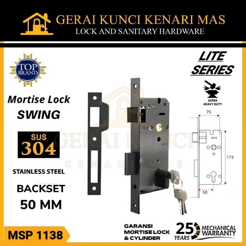 Jual PALOMA Mortise Lock Badan Body Kunci Pintu Swing Lockcase Backset ...