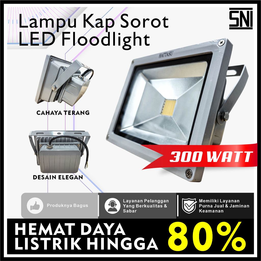 Jual Lampu Kap Sorot LED Floodlight/Tembak/Outdoor Lapangan 10 20 30 50 watt Model Lama Tebal ...