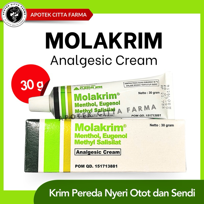 Jual Molakrim Cream 30 G - Krim Pereda Nyeri Otot Dan Sendi | Shopee ...