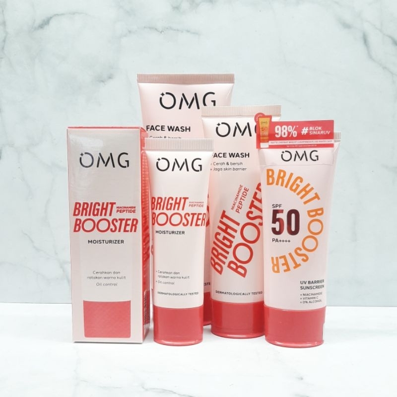 Jual PAKET OMG BRIGHT BOOSTER MOISTURIZER| 3in1 PAKET CREAM FACE WASH ...