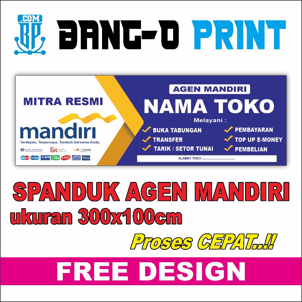 Jual Spanduk Promosi Agen Mandiri Custom 3 Meter, Bahan Tahan Lama ...