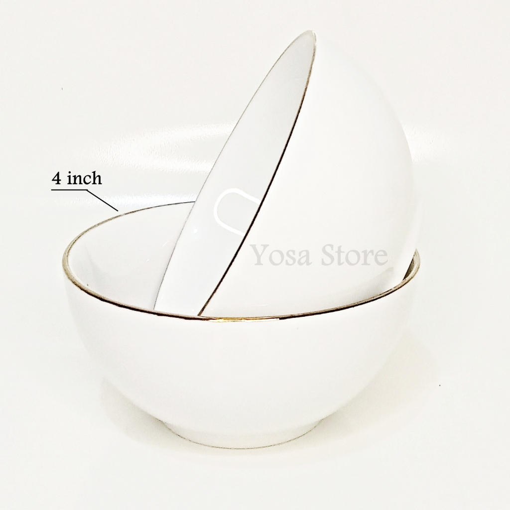 Jual Mangkok Nasi Rice Bowl Keramik Putih Polos 11 cm Indokeramik ...