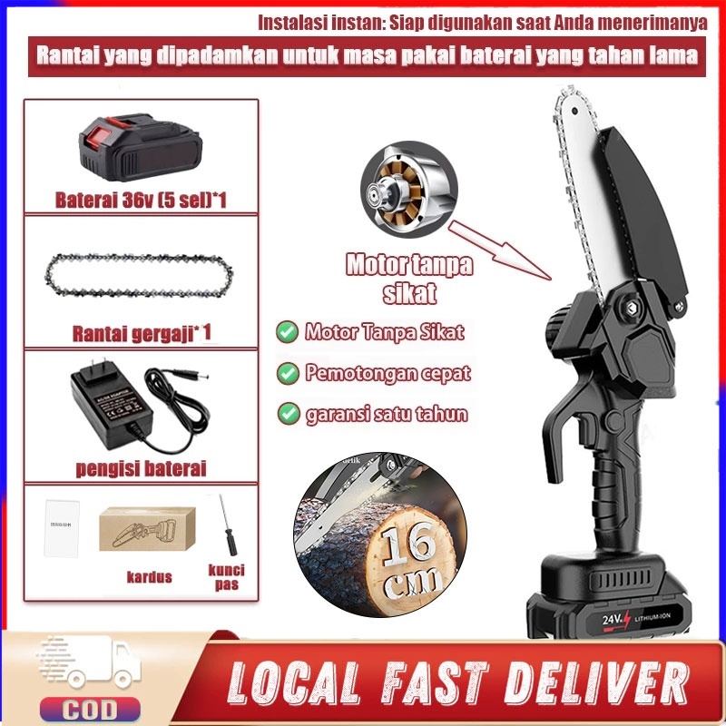 Jual Mesin Chainsaw 6 Inch Cordless Gergaji Pemotong Kayu Gergaji Mesin ...