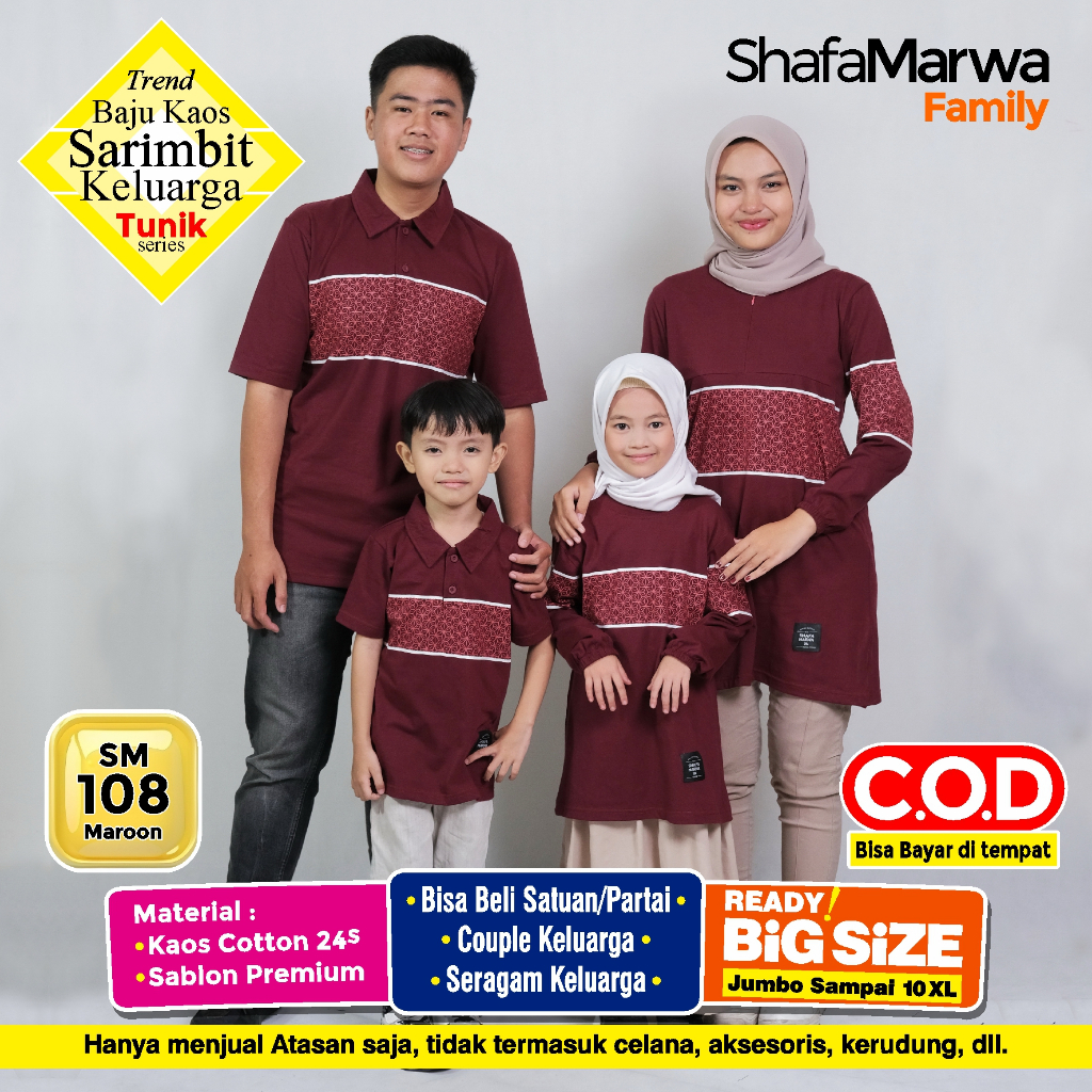 Jual ShafaMarwa Kaos Sarimbit Keluarga Original Baju Couple Atasan Tunik Family Set Muslim Ayah ...
