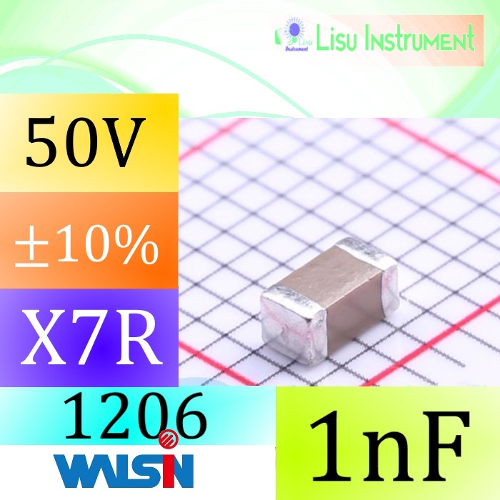 Jual 1nF ±10% 50V X7R 1206 Multilayer Ceramic Capacitors MLCC SMD SMT Walsin 1206B102K500CT ...