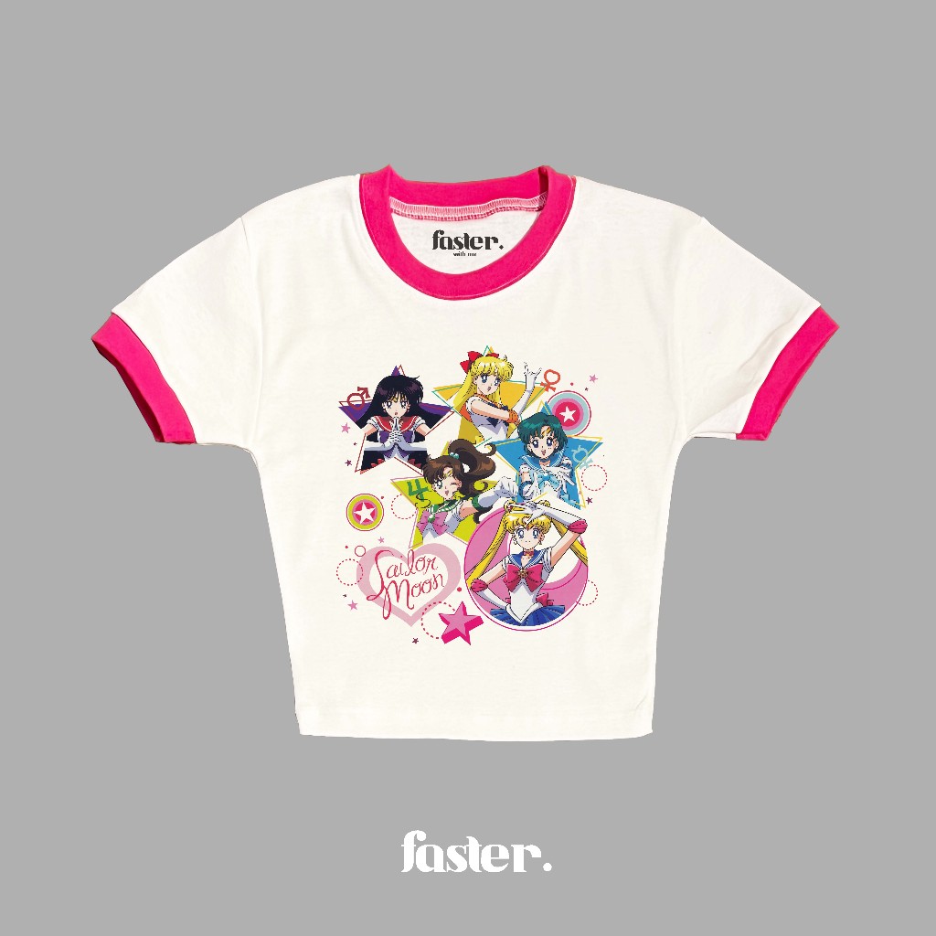 Jual crop top ringer fusha sailor moon vintage baby tee | Shopee Indonesia