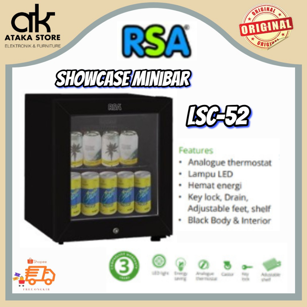 Jual SHOWCASE COOLER RSA LSC52 Kulkas Lemari Display Cooler Mini RSA ...