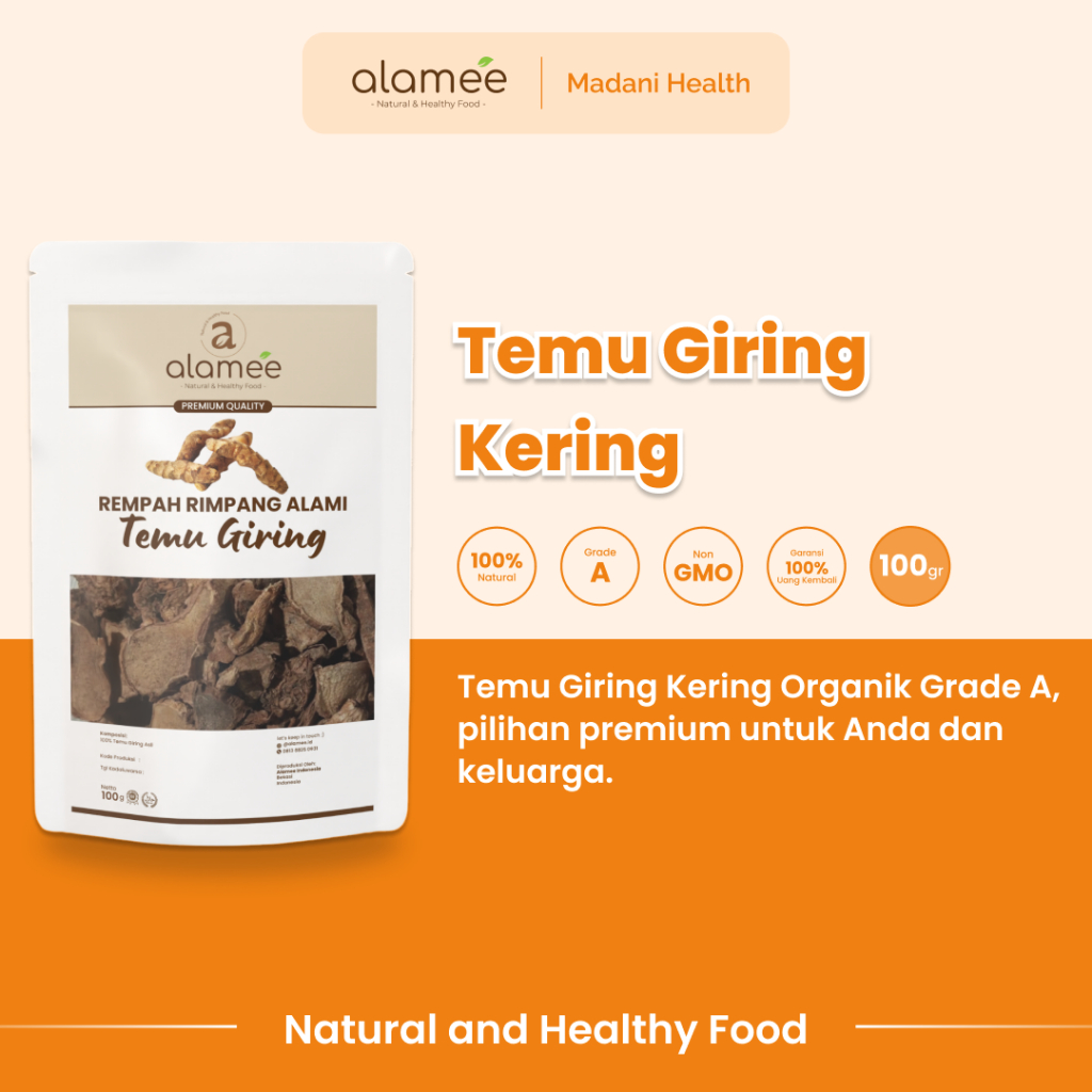 Jual ALAMEE Temu Giring Kering Organik Iris Kuning Gajah Rempah Rimpang ...