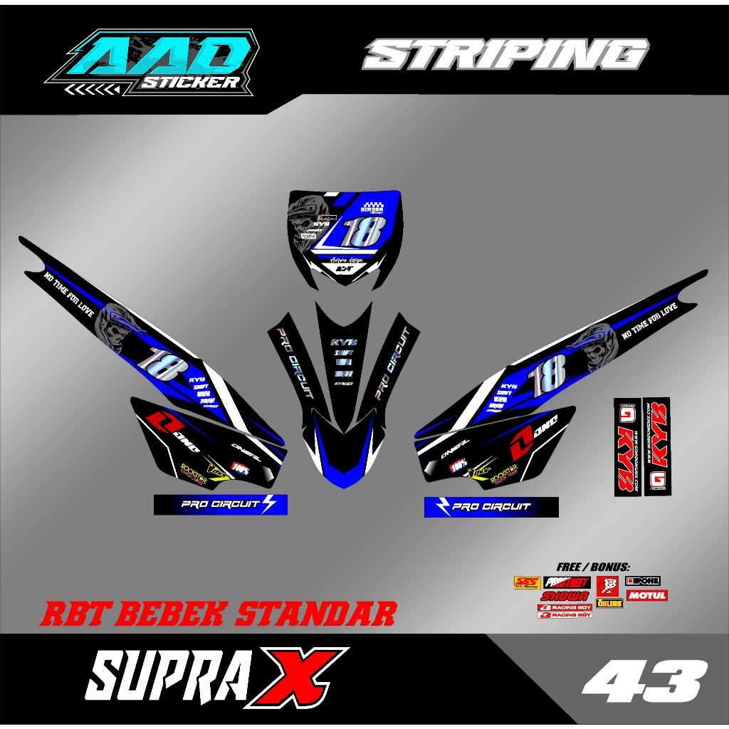 Jual STICKER STRIPING MOTOR RBT SUPRA X RBT BEBEK MODIF SUPERMOTO RBT ...