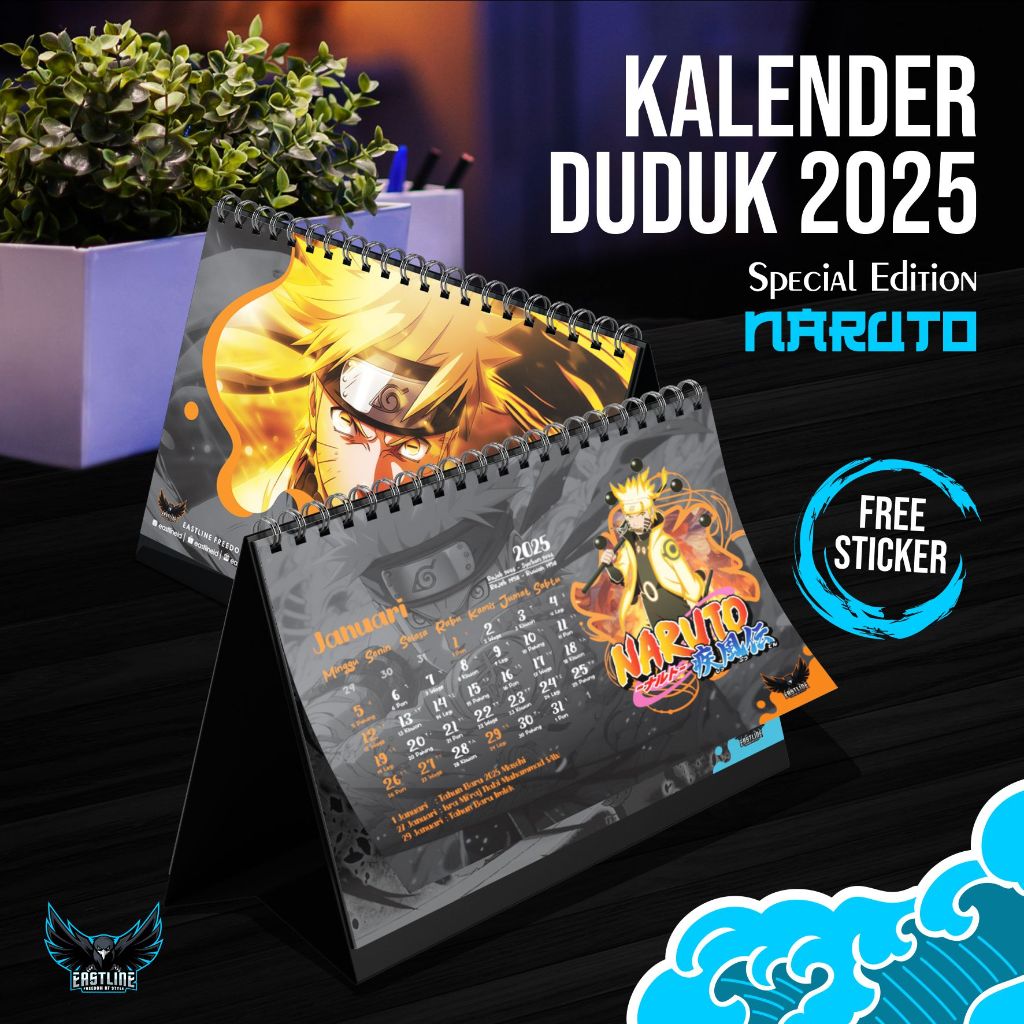 Jual Kalender Meja Duduk Desk Calendar Anime Premium Naruto 2025 Isi 12 ...