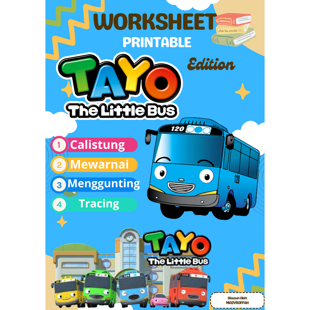 Jual WORKSHEET PRINTABLE edisi TAYO / Lembar aktivitas anak 3-8 tahun ...