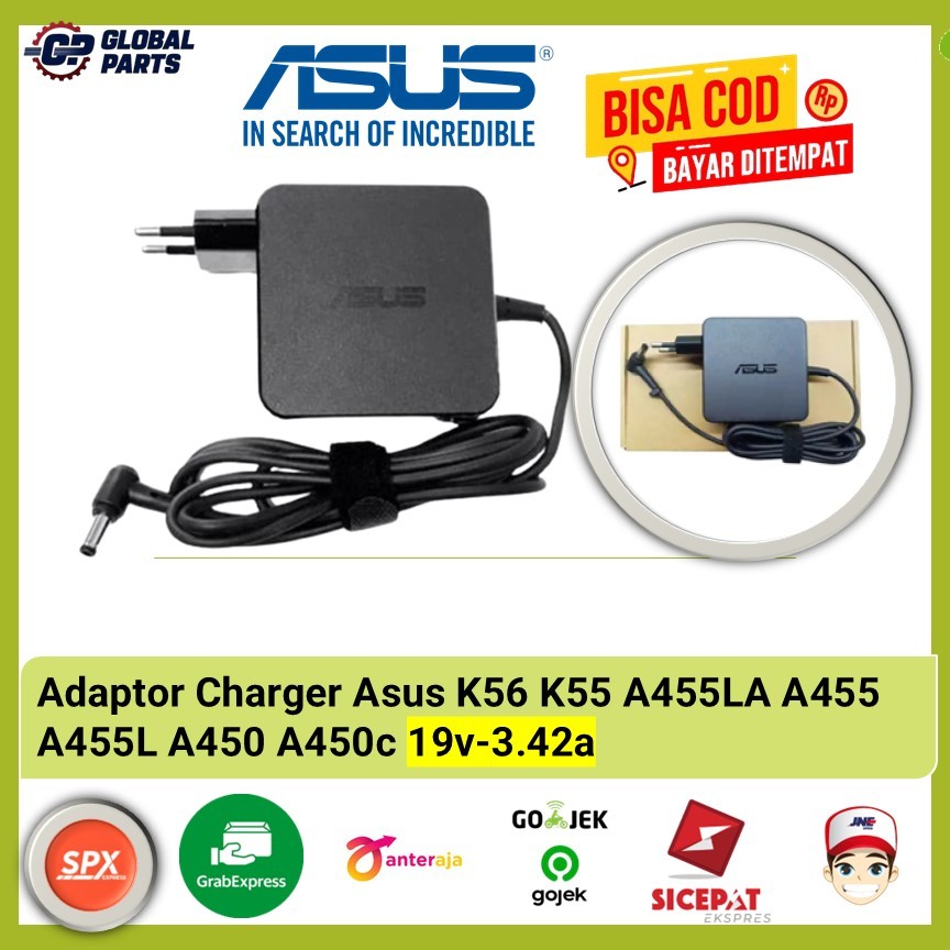 Jual Adaptor Charger Asus K56 K55 A455LA A455 A455L A450 A450c 19v-3.42a (5.5*2.5) Kotak Ori ...