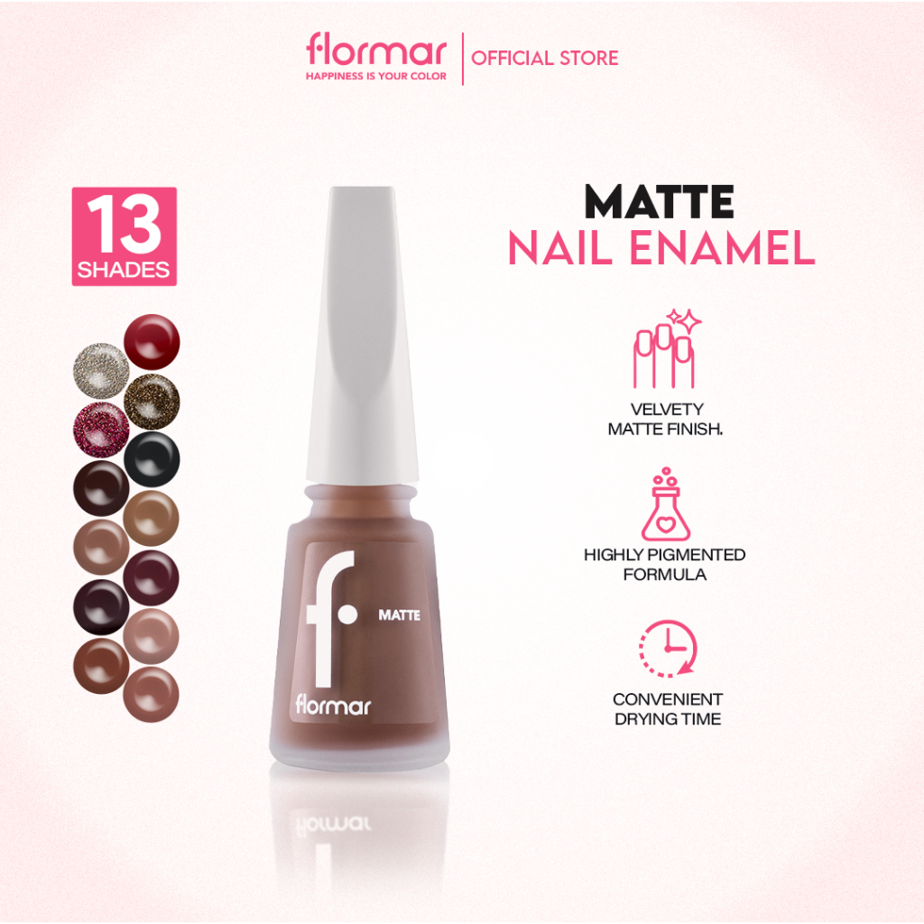 Jual Flormar Matte Nail Enamel | Kutek Halal Certified | Cat Kuku Warna Intens, Tahan Lama dan ...