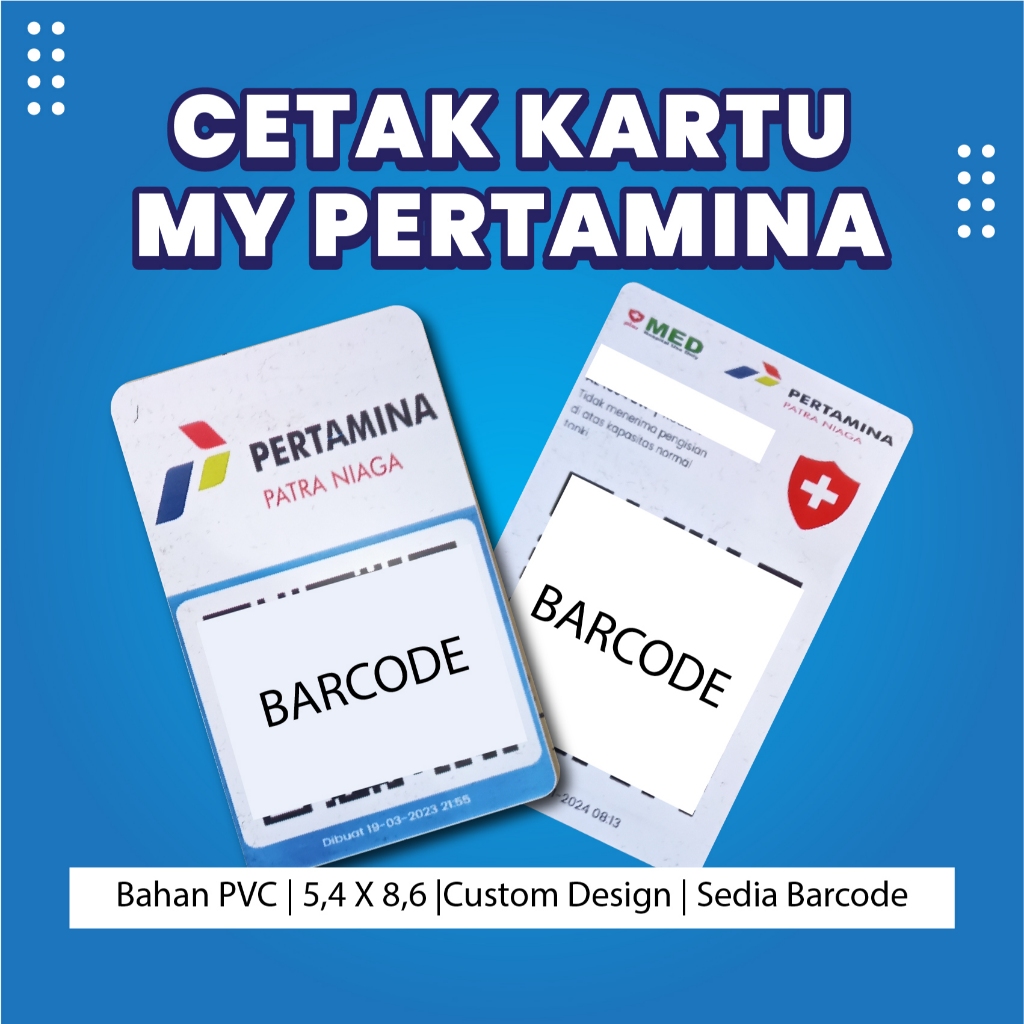 Jual Pertamina Barcode Kartu PVC | Custom Design | Shopee Indonesia