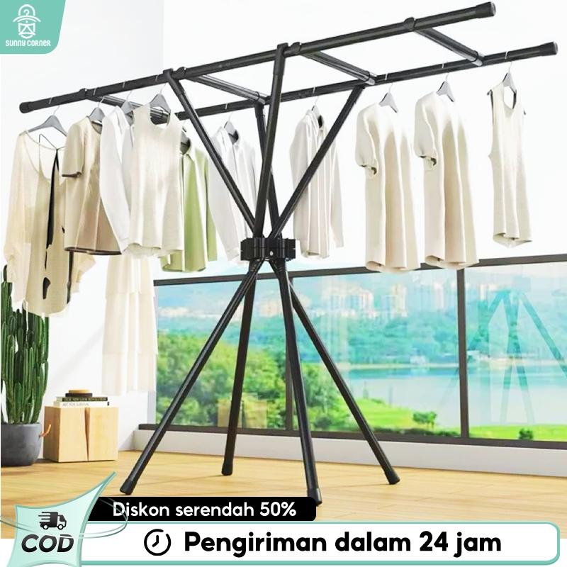 Jual Jemuran Lipat Rack Jemuran Handuk Sayap Stainless Portable Mobile ...