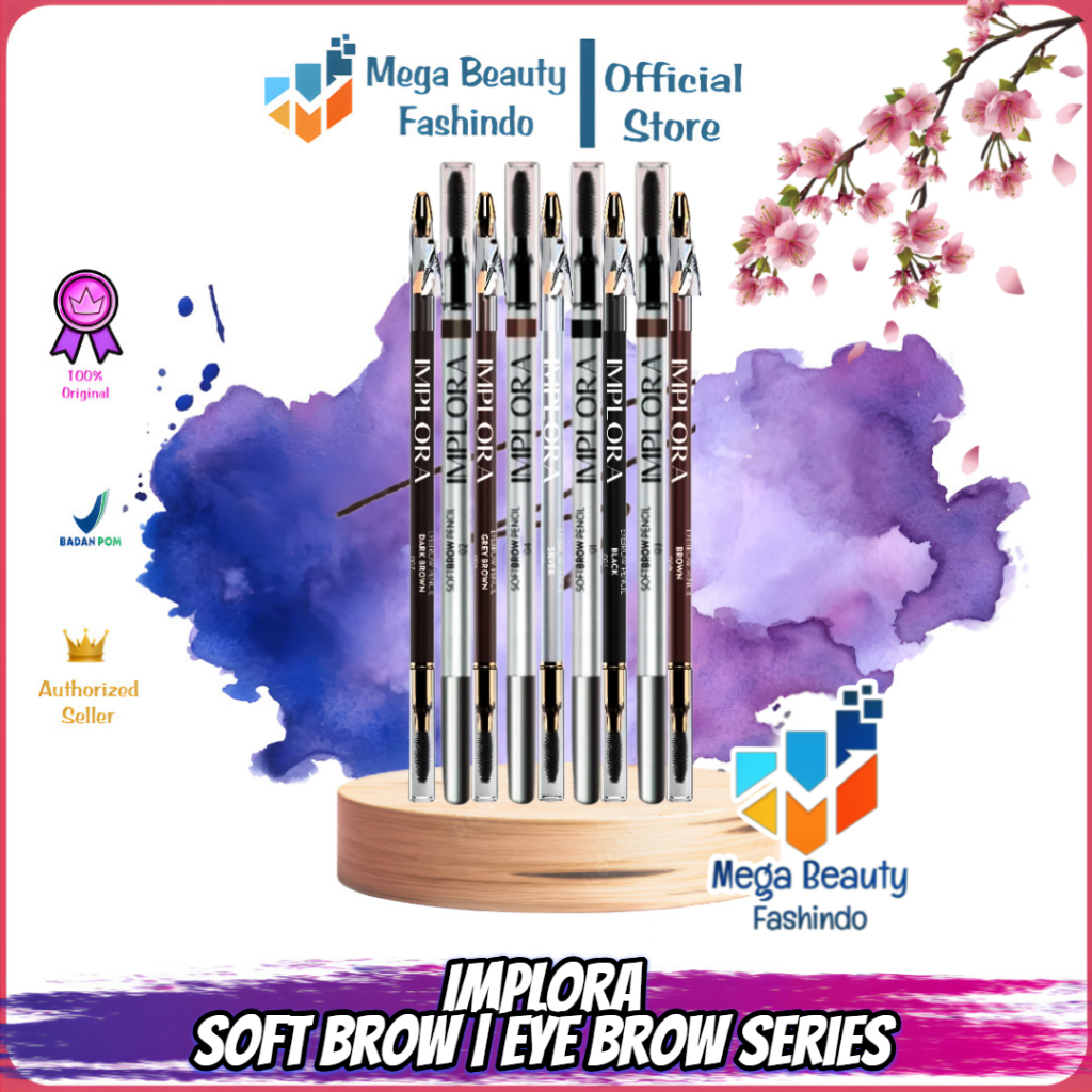 Jual IMPLORA Softbrow Eye Brow Eyebrow Pensil Alis Pencil 2 IN 1 PENSIL ...