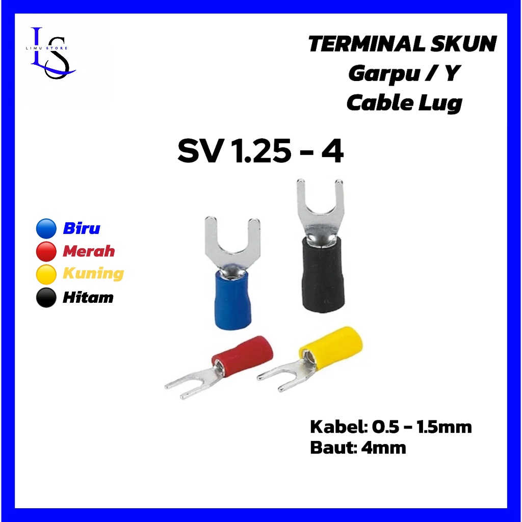 Jual Skun Kabel Y Skun Garpu SV 1.25-4 Untuk Kabel 0.5-1.5mm | Shopee Indonesia