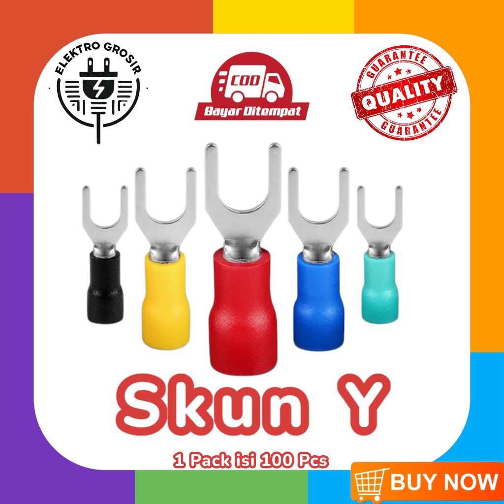 Jual Skun Y SV 1.25-3 SV 1.25-4 SV 2-4 SV 3.5-5 SV 5.5-6 Kabel Sekun Y Fork Isolasi Cable Lug ...
