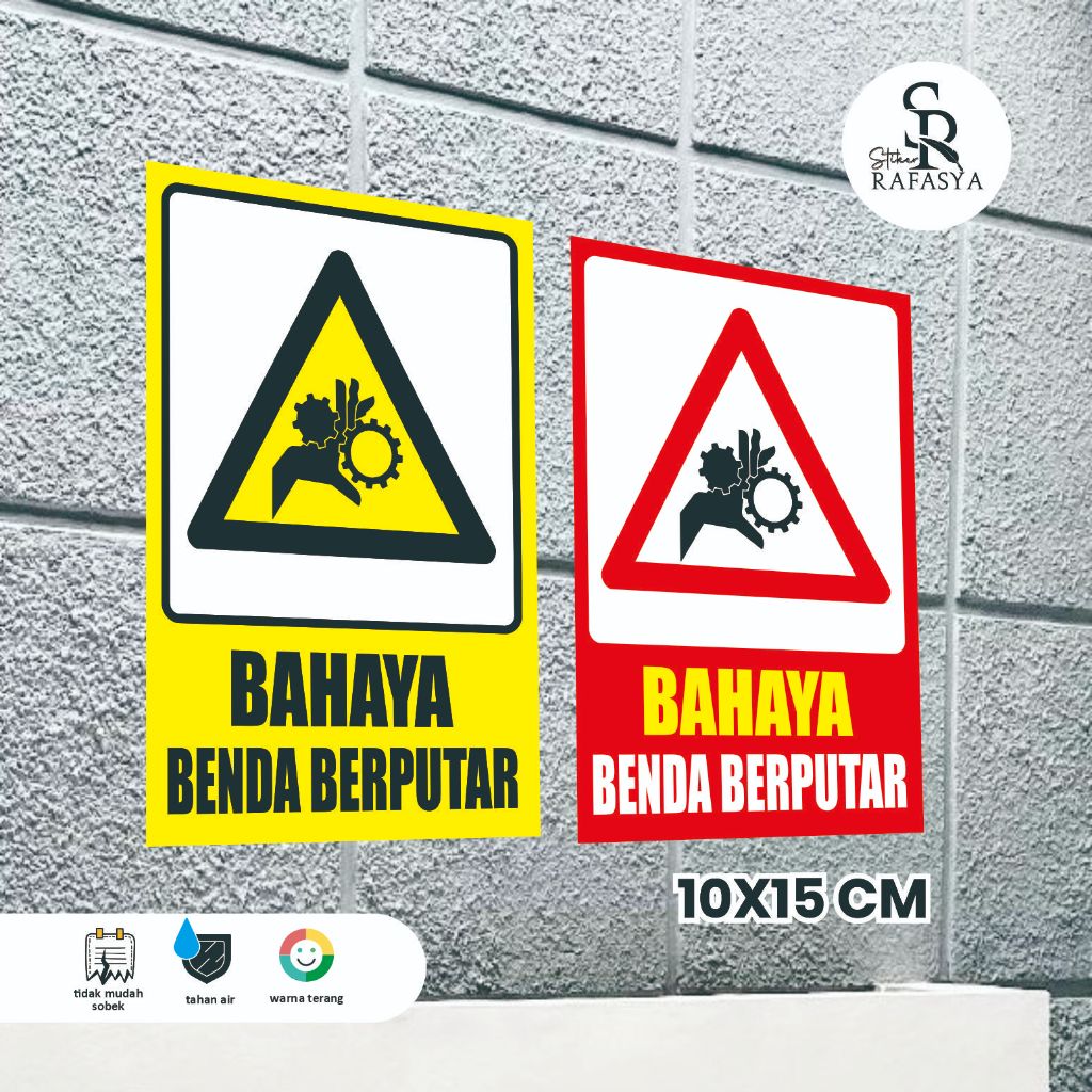 Jual STIKER BAHAYA BENDA BERPUTAR / STIKER PERHATIAN UKURAN 10X15CM ...