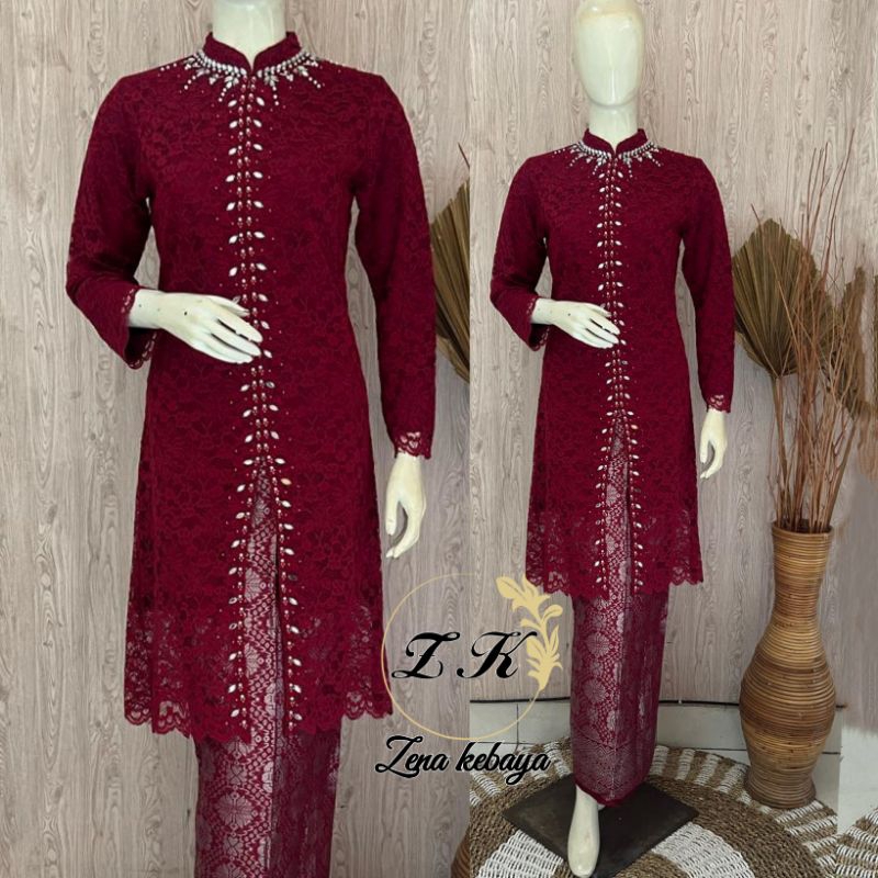 Jual Set Kebaya Tunik Payet Kebaya Brokat Modern Rok Songket Kebaya ...