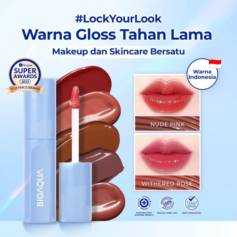 Jual BERLICE BEAUTY BIOAQUA LIPS TINT GLOSSY | Shopee Indonesia