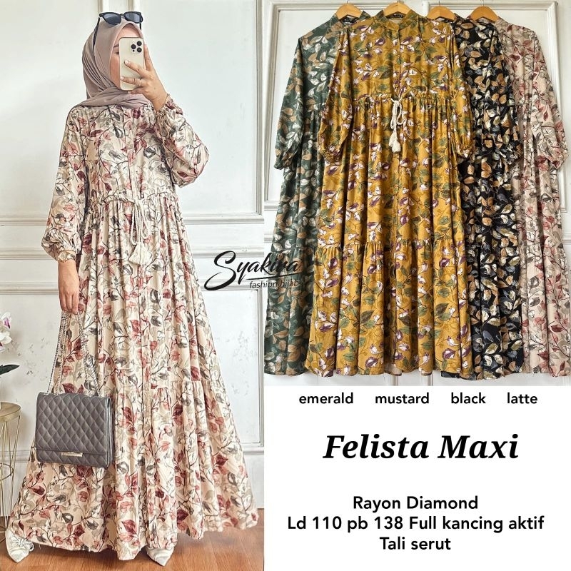 Jual Felista Maxy Rayon By Syakira Realpict 4 Warna | Shopee Indonesia