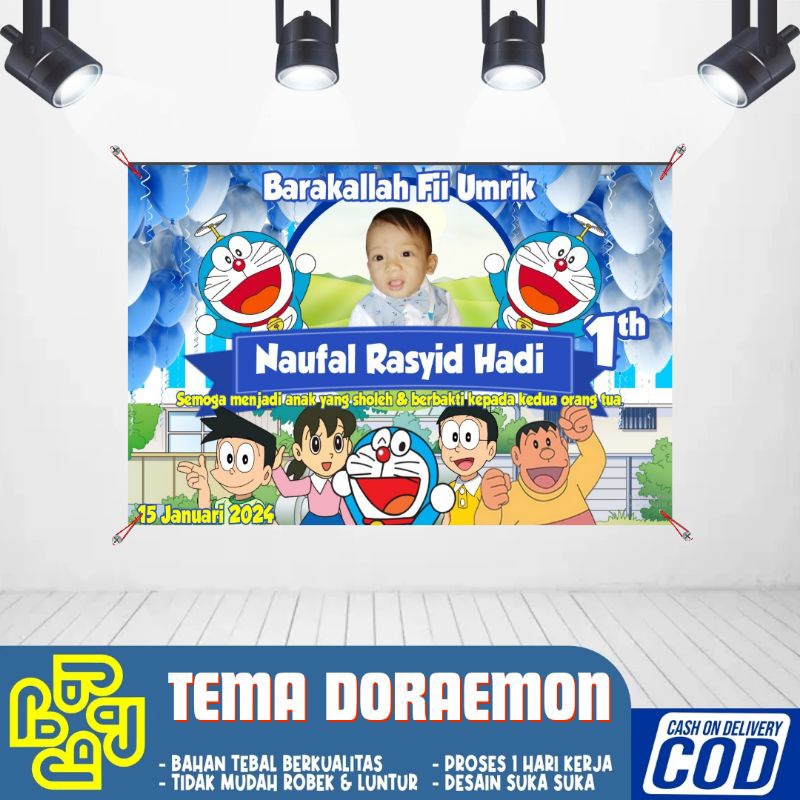 Jual Banner Backdrop spanduk ulangtahun anak Doraemon murah ...