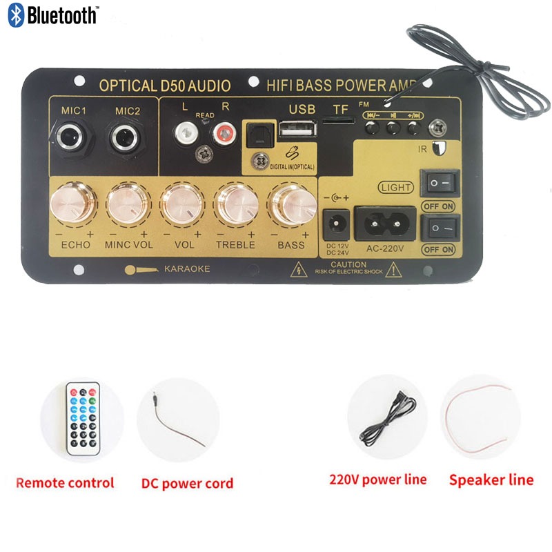 Jual D50 OP Amplifier Board 35-300W Bluetooth 5.0 dengan USB, FM, dan ...