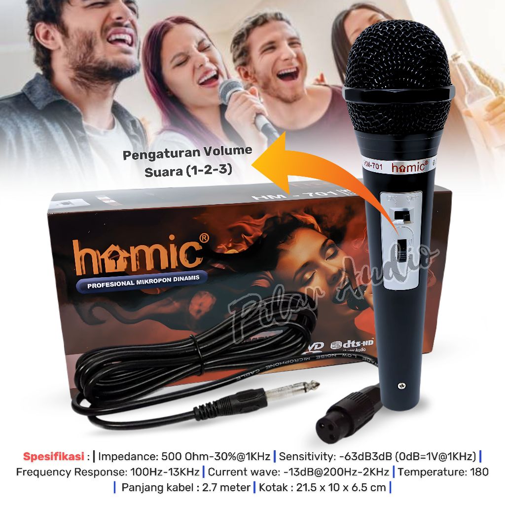 Jual Professional Microphone Kabel HOMIC HM-701 With Pengaturan Volume ...