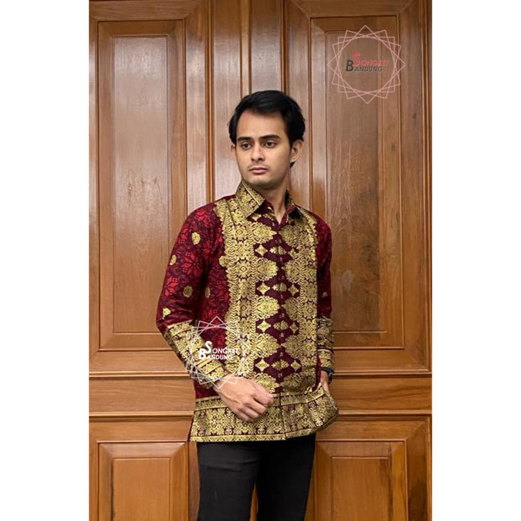 Jual KEMEJA DIANDRA MOTIF SONGKET PALEMBANG FULL PURING UNTUK COUPLE ...