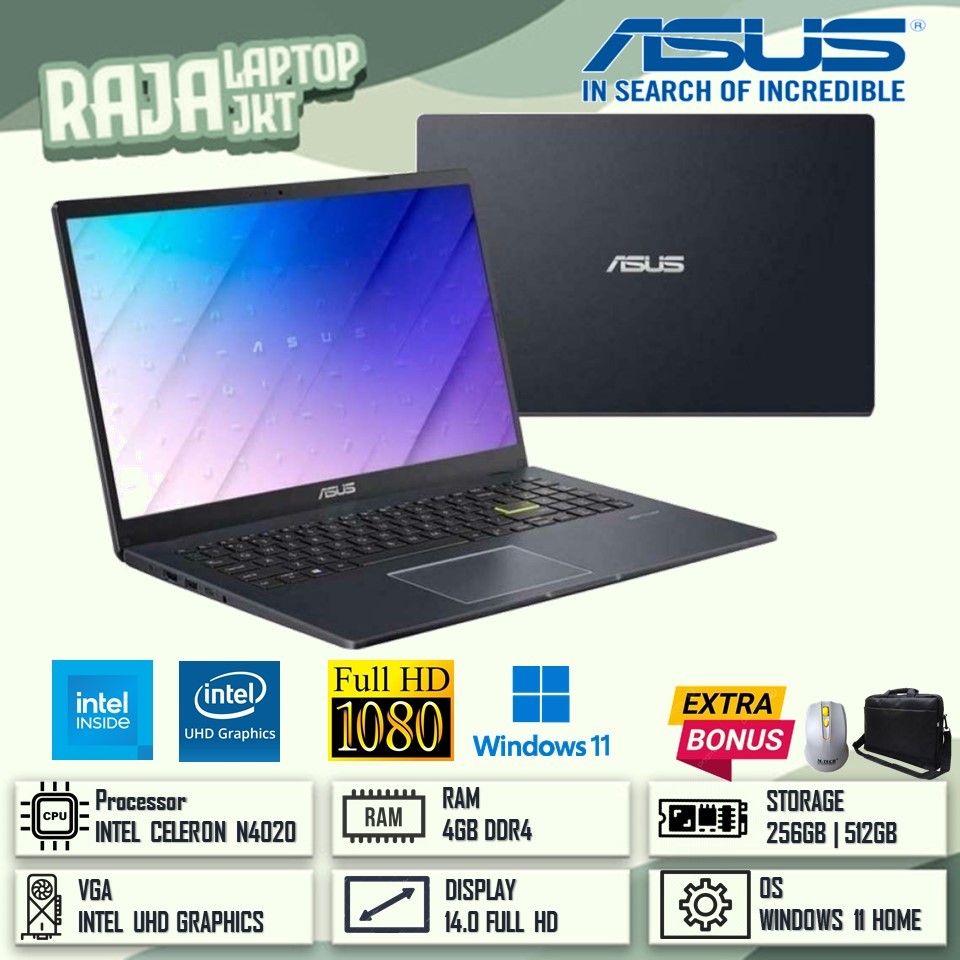 Jual LAPTOP SLIM TERMURAH ASUS VIVOBOOK L410MA INTEL N4020 RAM 4GB SSD ...