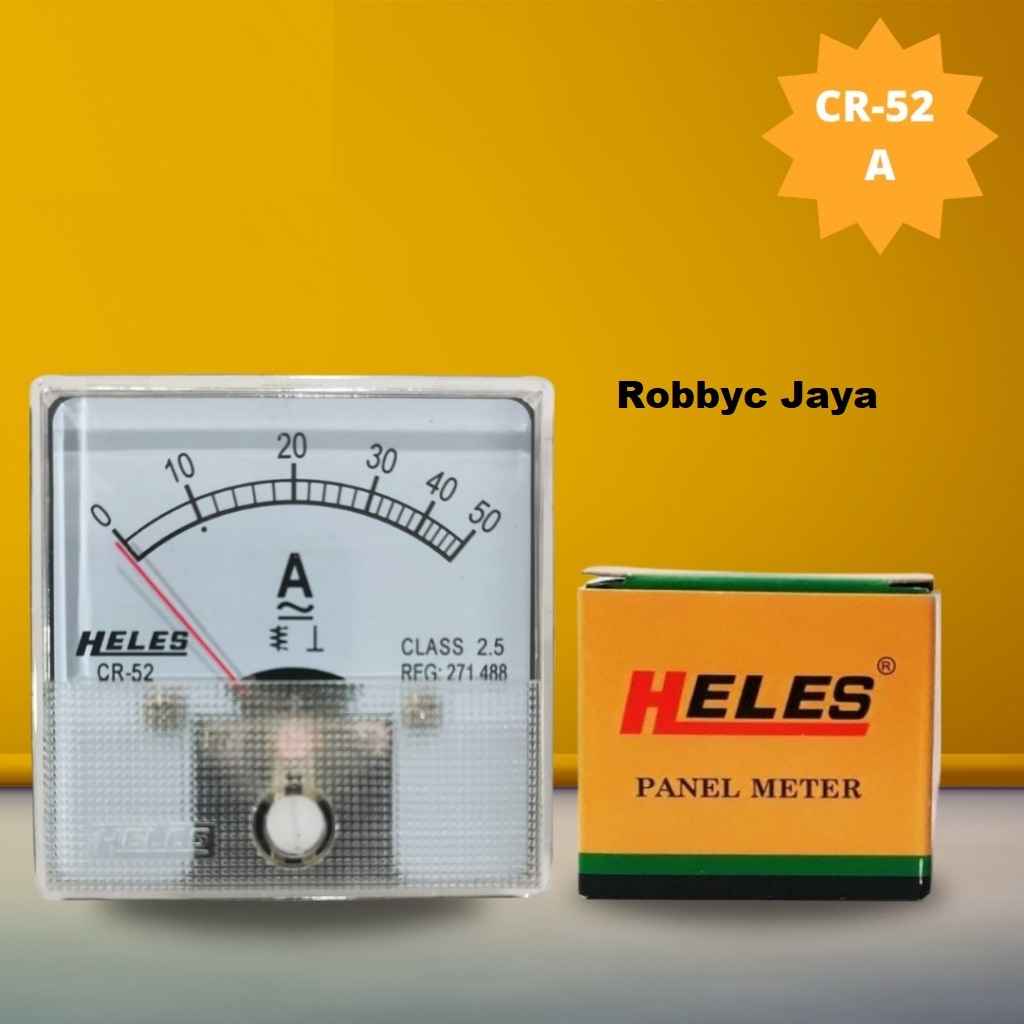 Jual Panel Meter Amper Meter HELES CR 52 Ampere Meter Analog 50A | Shopee Indonesia
