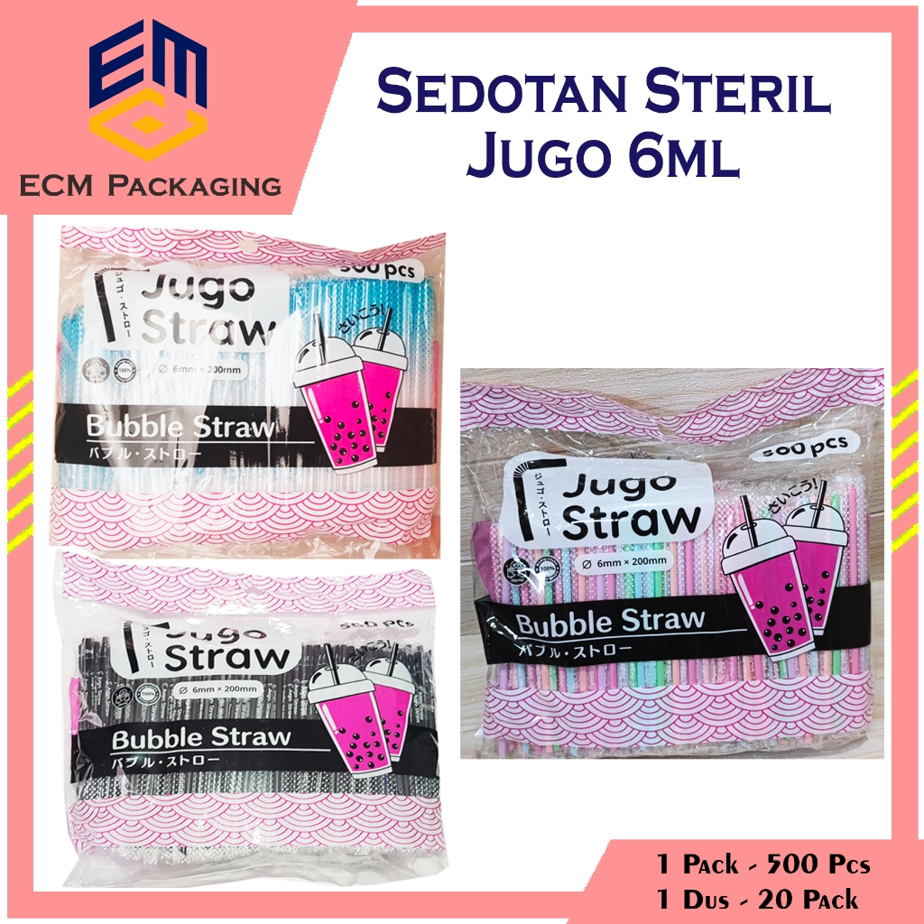 Jual Sedotan OPP 6ml Jugo straw 500pcs | Sedotan Steril Hitam Bening ...