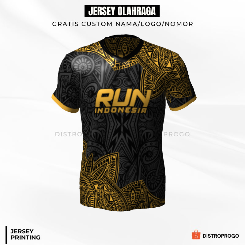 Jual Kaos Jersey Pelari Batik Nusantara Hitam Gold Motif Batik 233 ...