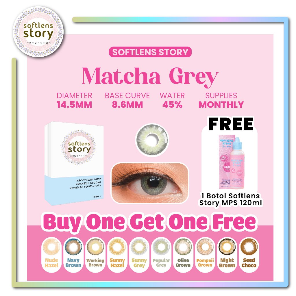 Jual [BUY 1 GET 1] SOFTLENS STORY MATCHA GREY MADE IN KOREA | Shopee ...
