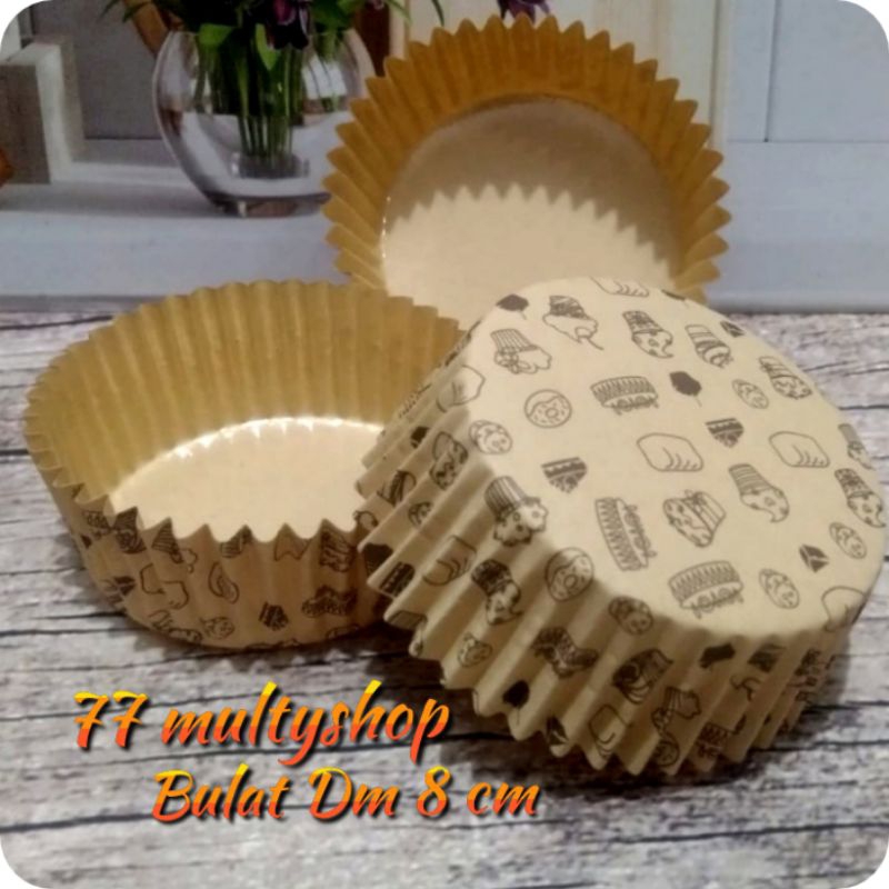 Jual Cup roti manis Laminasi Bulat DM 8 cm Motif BROWN CAKE ( isi 50 ...