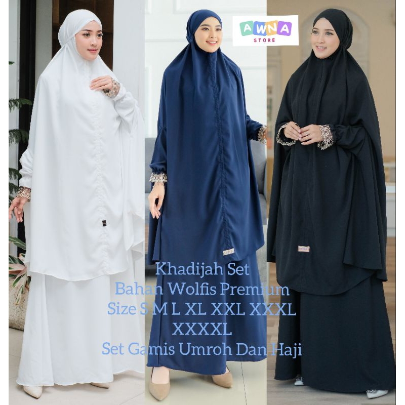 Jual Khadijah Baju Umroh Wanita Setelan Lengkap Baju Ihram Wanita Putih ...