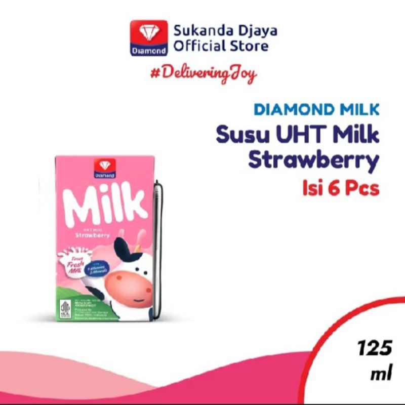 Jual Paket Diamond Milk Susu UHT Rasa Strawberry 125ml isi 6 Pcs | Shopee Indonesia