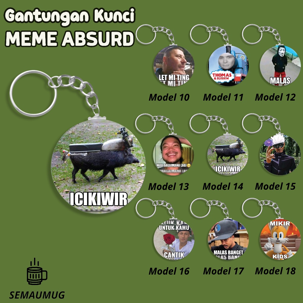 Jual GANTUNGAN KUNCI MEME ABSURD KADO GANCI BULAT MEME LUCU PRINT ...