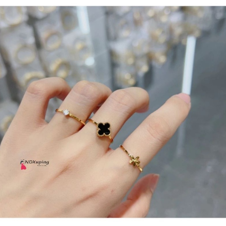 Jual Kepuasan Belanja Cincin Wanita 3 In 1 Clover Titanium Perhiasan ...