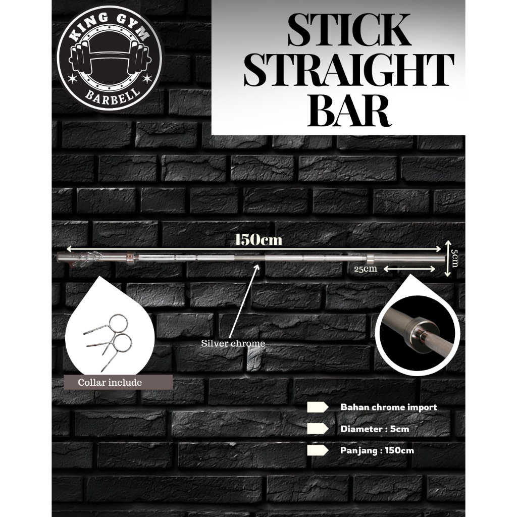 Jual King Gym Barbell Olympic 150CM 5 CM Dumbell Bar Chrome - Besi Chrome Import Otot | Shopee ...