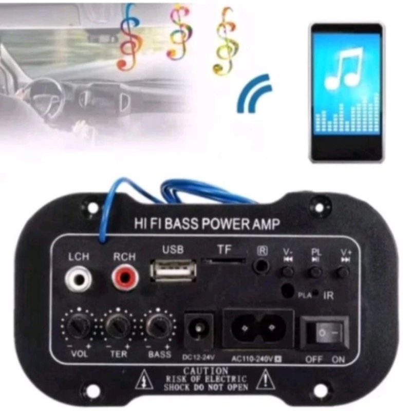 Jual Power Amplifier Mobil Hi Fi Bass Bluetooth USB TF AC/DC | Shopee ...