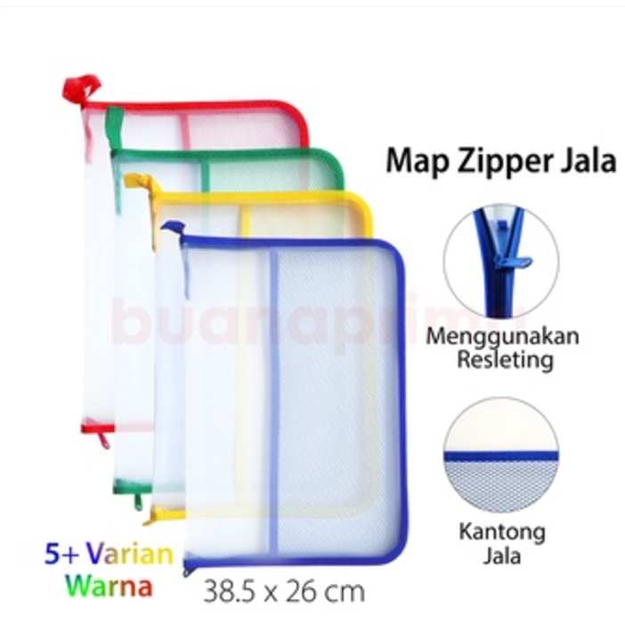 Jual Map Sleting Jala Folio Zipper Jaring Plastik Tas Resleting F4 ...