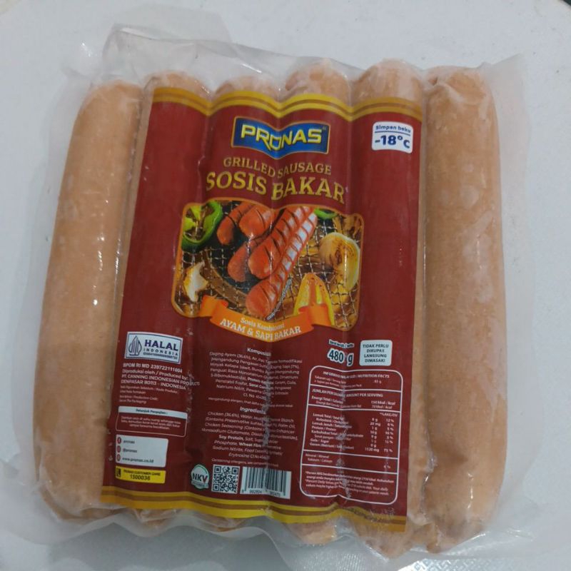 Jual PRONAS Sosis Bakar Jumbo Sapi kombinasi 500gr, isi 6 bj, expired 9 ...