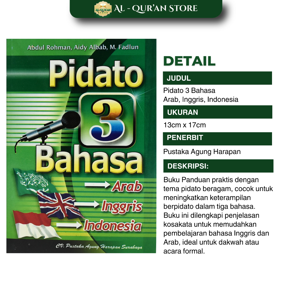 Jual Buku Pidato 3 Tiga Bahasa Arab Inggris Indonesia lengkap terbaru ...