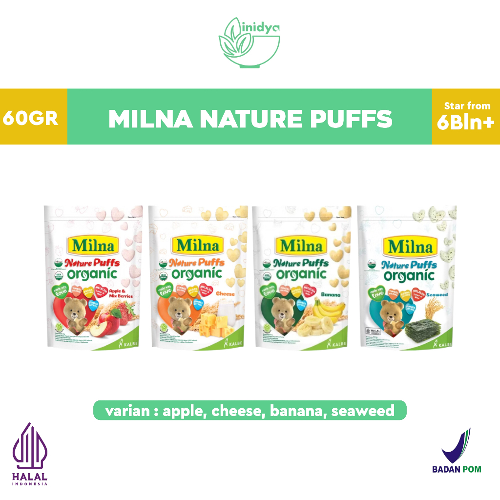 Jual MILNA Nature Puff Organic 15G | Snack Bayi Cemilan Mpasi Bayi ...