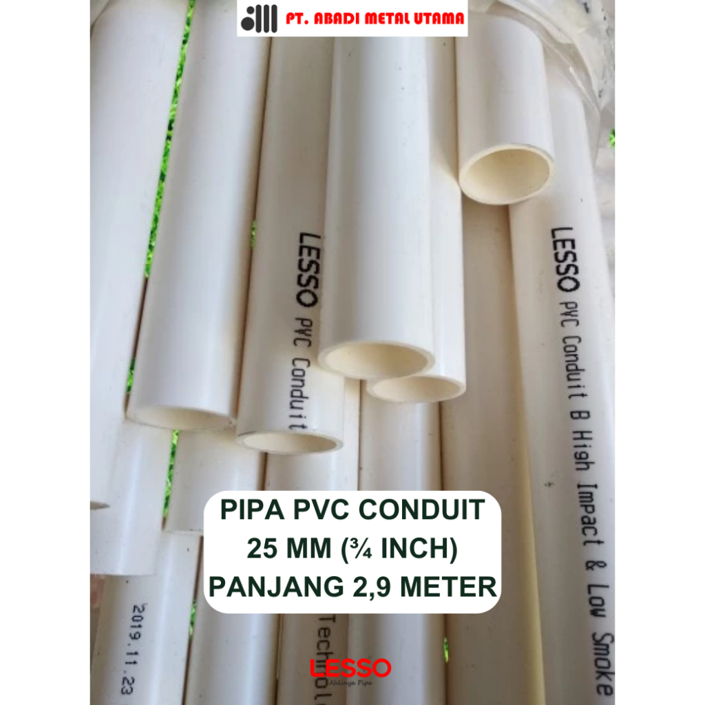 Jual Pipa Conduit 25mm (¾ inch) Lesso (Pipa Listrik 25mm) Panjang 2,9 ...