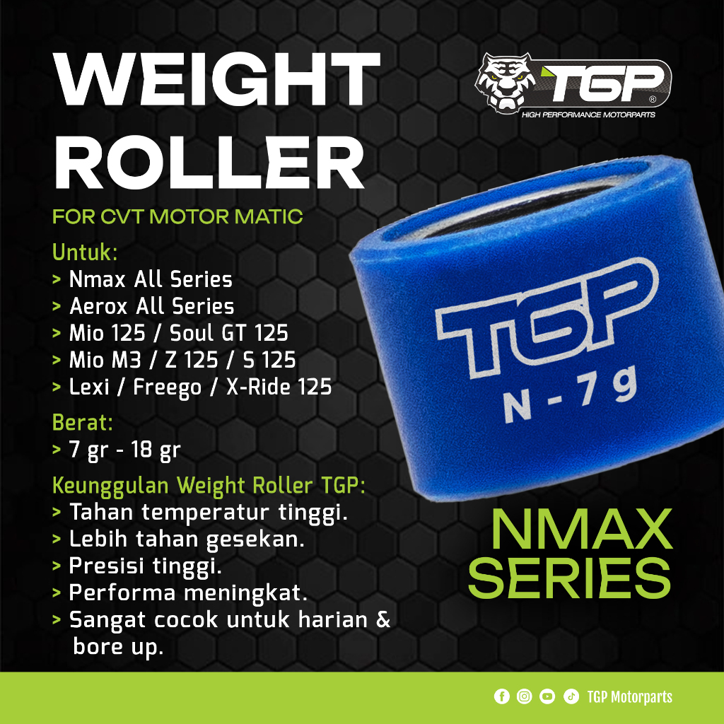 Jual Roller TGP (1 pack isi 3 pcs) Yamaha Nmax All Series/ Aerox All ...