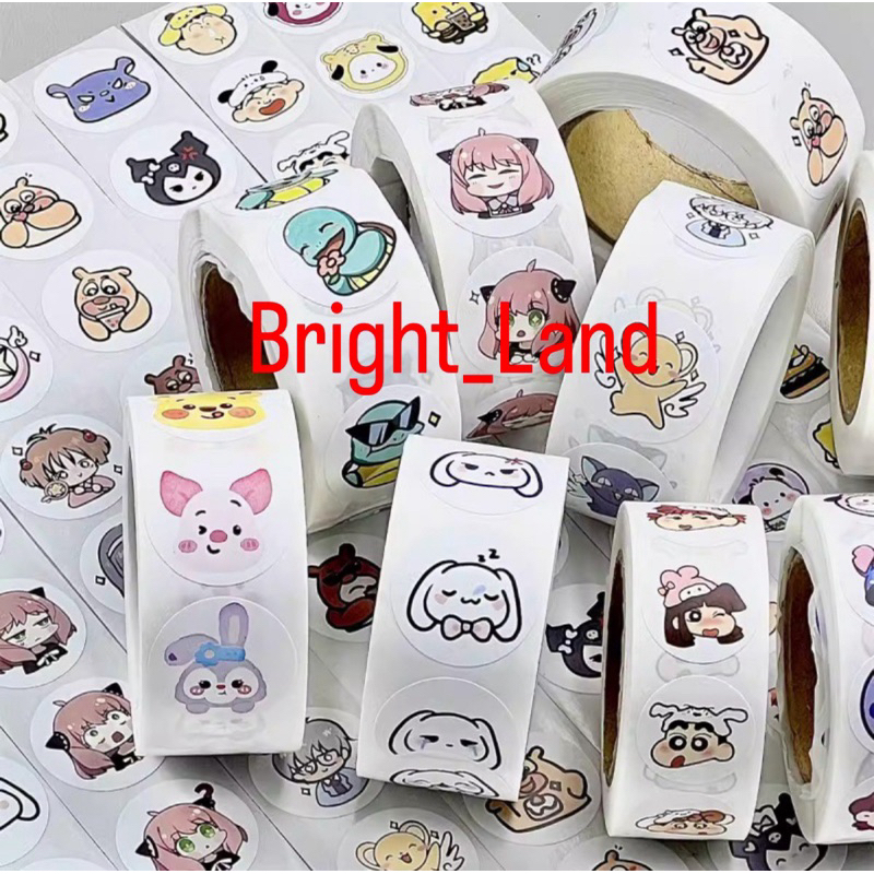 Jual STICKER 500 PCS/ROLL CUTE CHARACTER PICTURE bulat stiker gulung ...